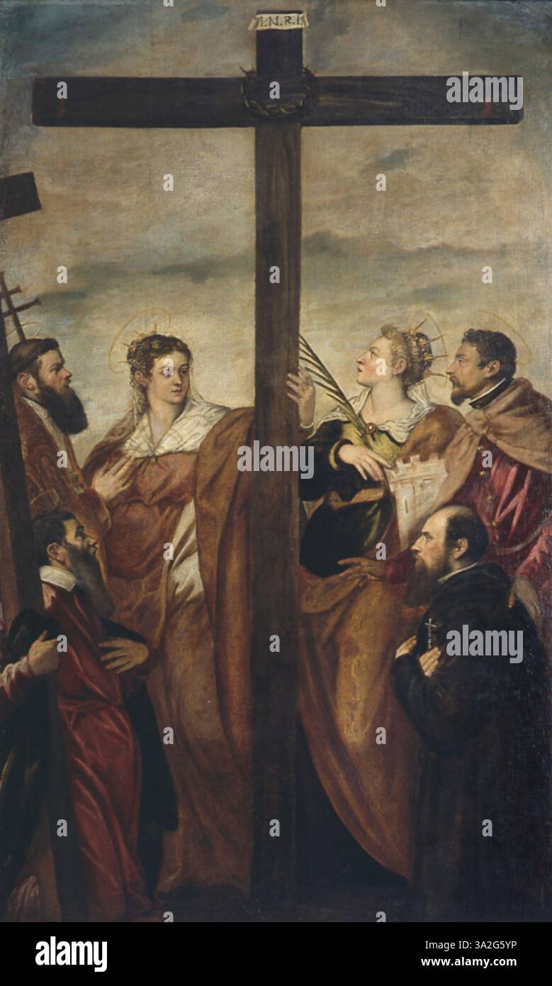 This work by Jacopo Tintoretto, painted around 1560, depicts saints and ...
