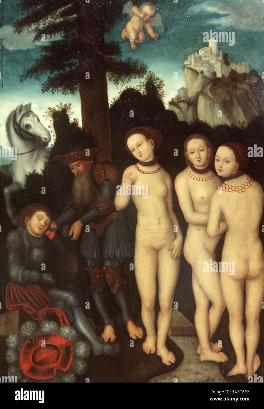 This painting depicts the Judgment of Paris, a famous mythological ...