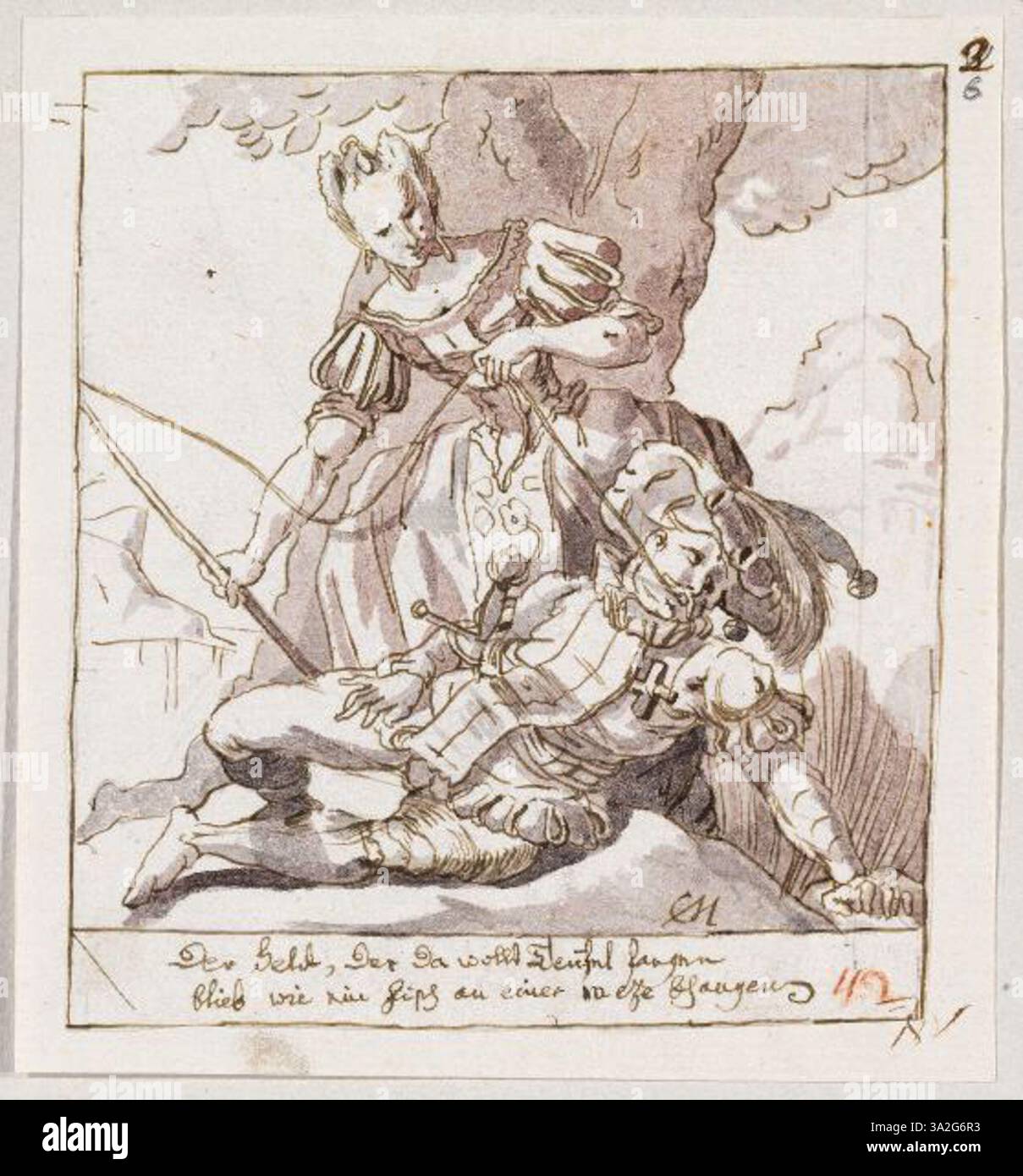 Fuseli’s drawing from the 'Youth Album' shows a jester hooked by a ...