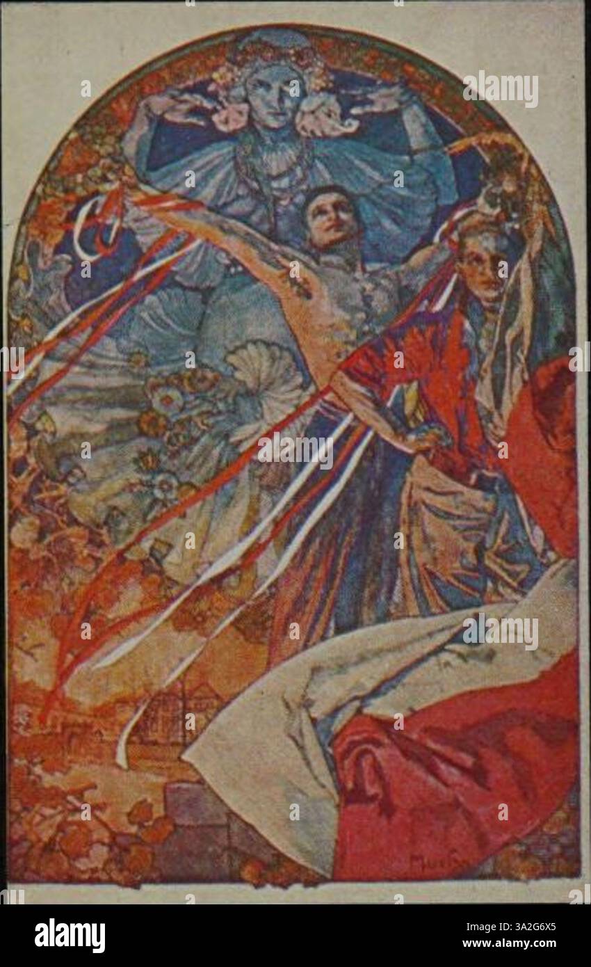 Alphonse Mucha's 'Bridges' CP12o reflects his trademark Art Nouveau ...