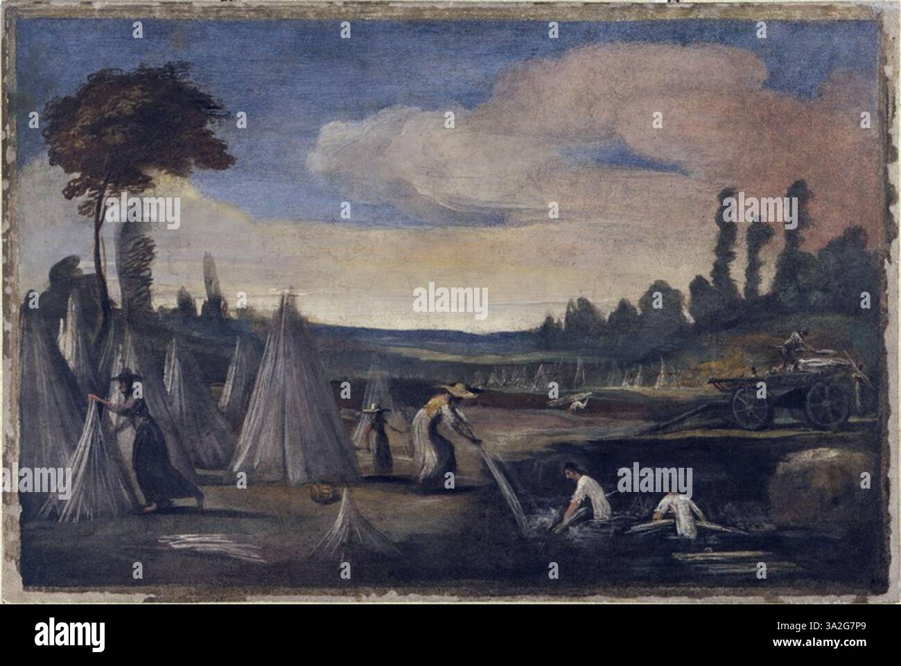 Guercino’s 'Extraction of Hemp from the Soak' depicts workers engaged ...