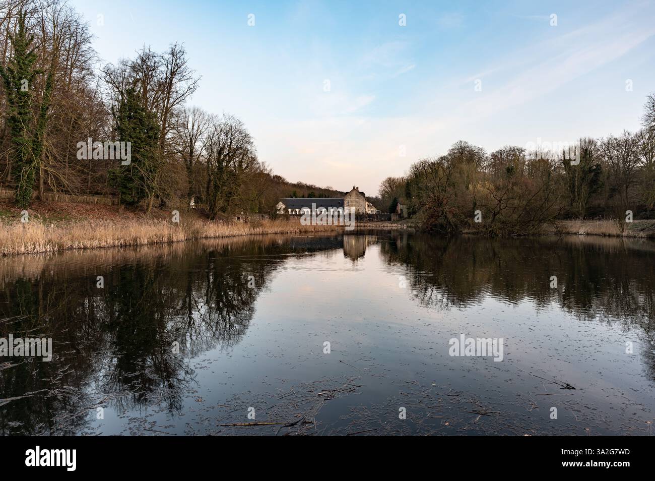 Sunset with reflections at the Rouge Cloître - Rood Klooster site in ...
