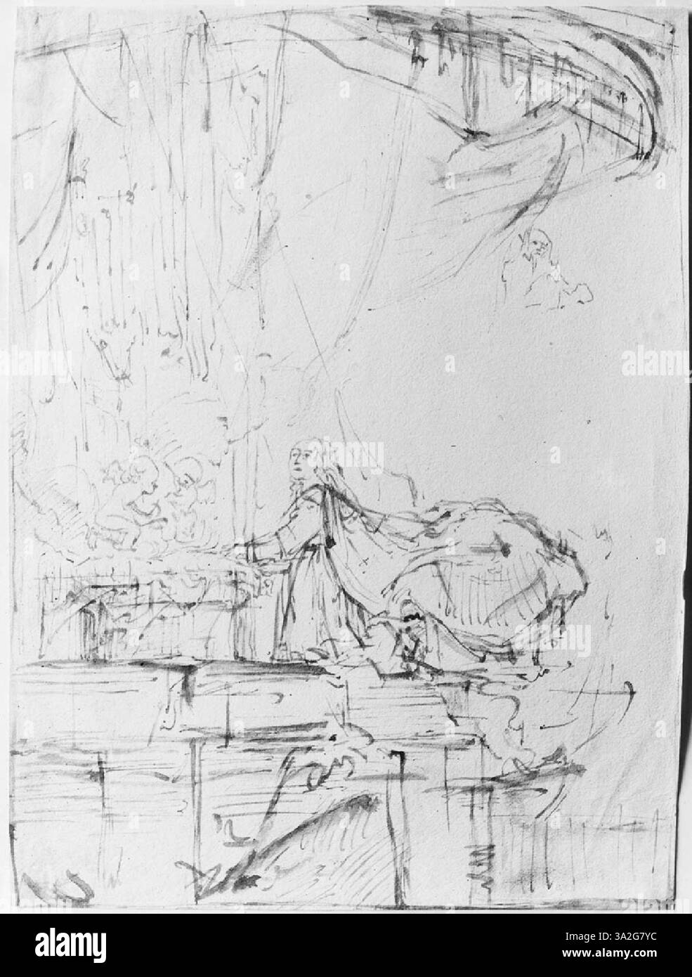 This painting portrays St. Cecilia, the patron saint of music, shown ...