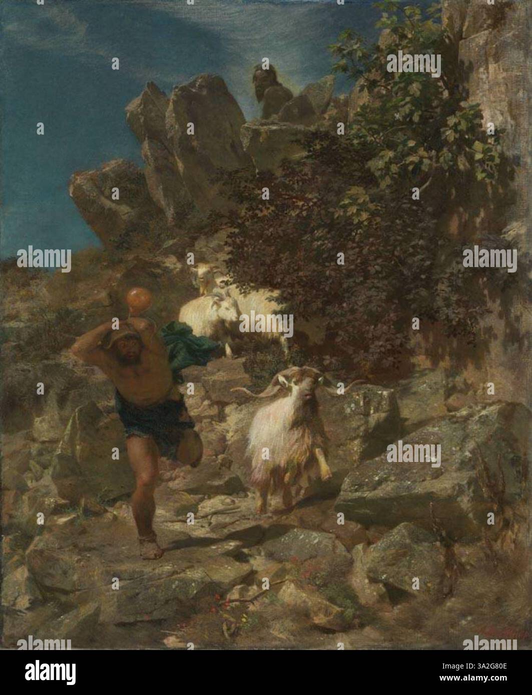 'Pan erschreckt einen Hirten' (Pan Terrifies a Shepherd), painted ...