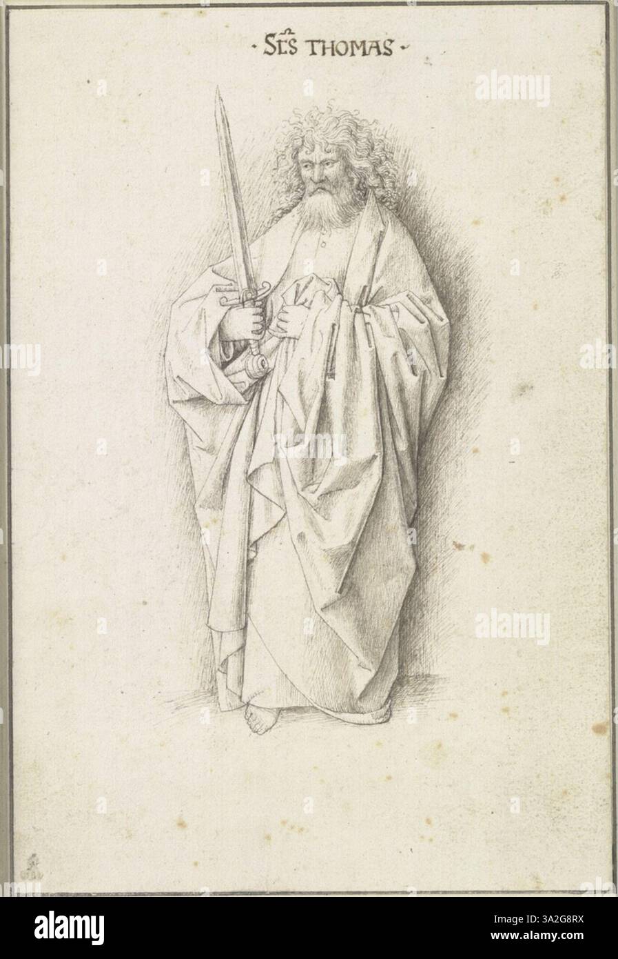 This copy of Jan van Eyck's work portrays the Apostle Thomas ...