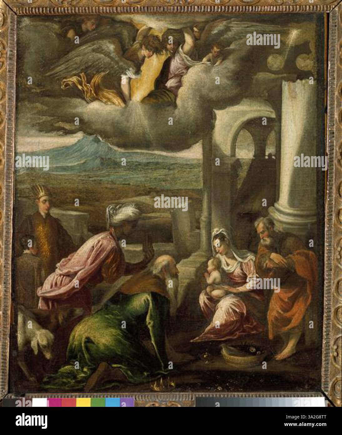 In *Adoration des mages*, Jacopo Bassano illustrates the biblical scene ...