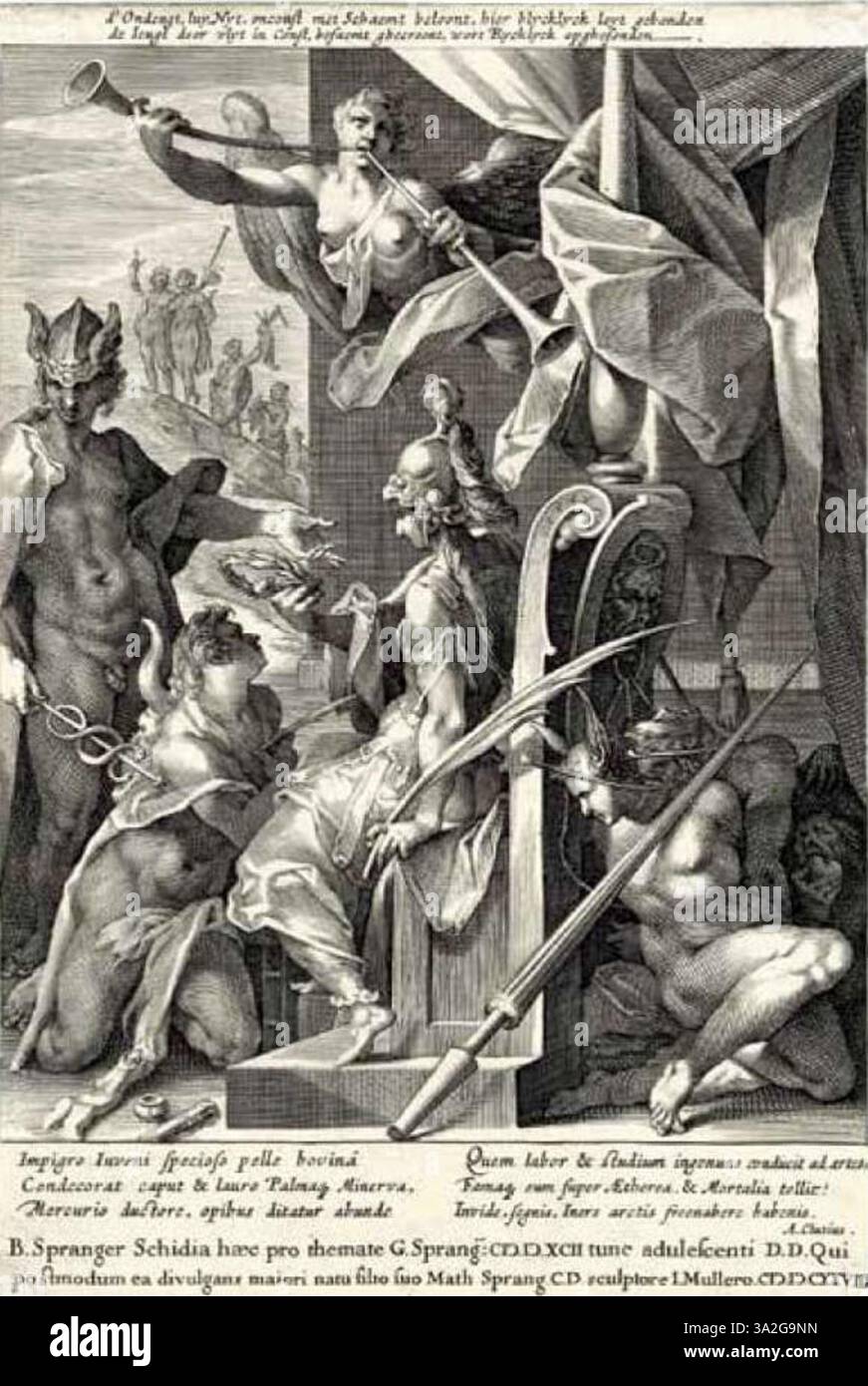 This painting by Bartholomeus Spranger depicts mythological figures ...