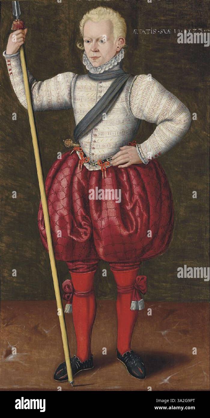 This full-length portrait, following Willem Key's style, depicts a ...