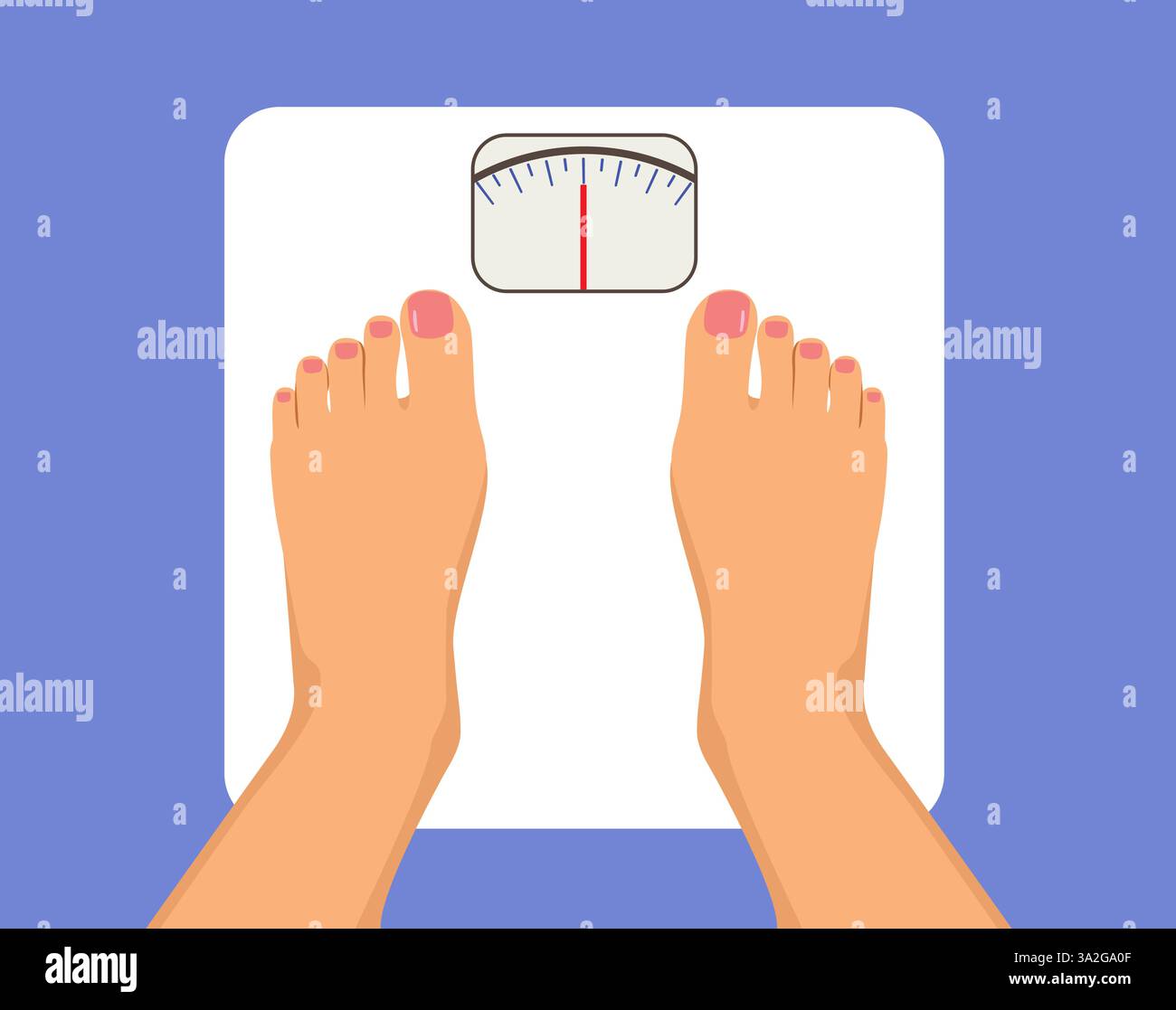 Close Up Female Feet With Weight Scale Vector Illustration. Person ...