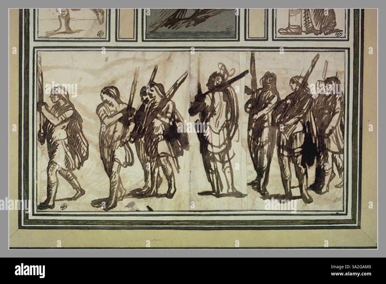 ‘Huit soldats de profil’ by Adam Elsheimer shows eight soldiers in ...