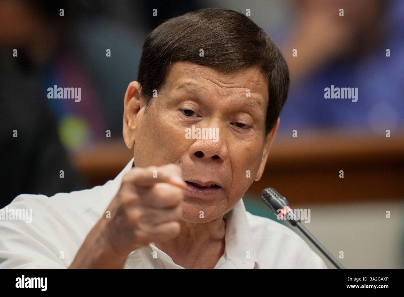 FILE - Former Philippine President Rodrigo Duterte speaks during a ...
