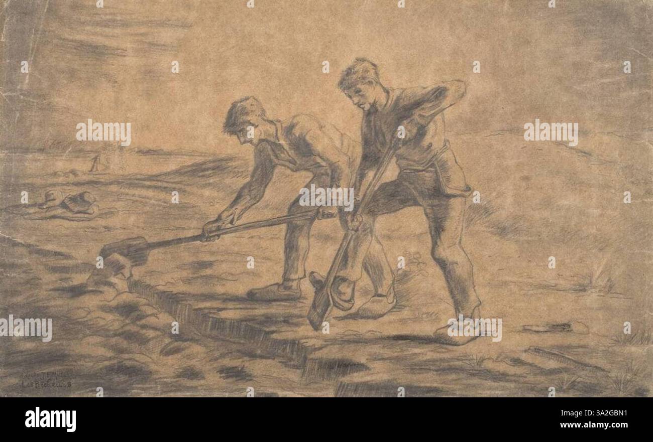 This painting, inspired by Jean-François Millet, shows farm laborers at ...