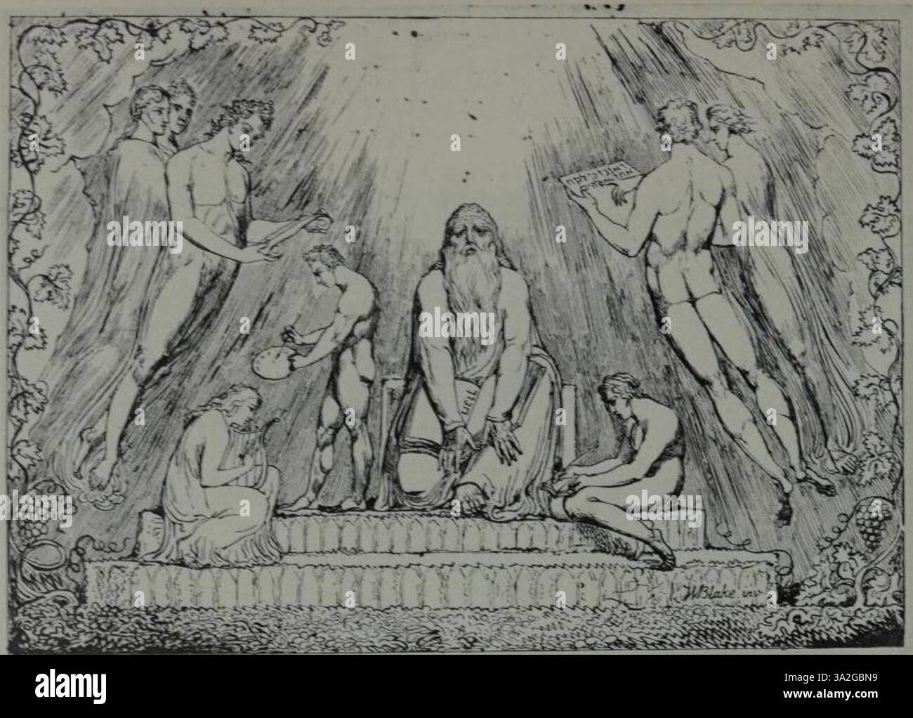 This piece by William Blake showcases his distinctive style of ...