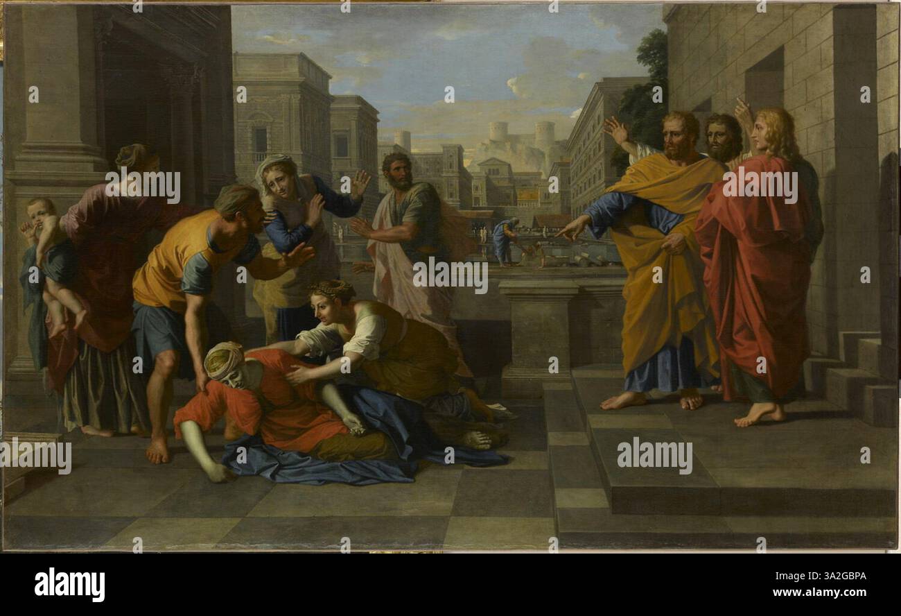 'La Mort de Saphire' (The Death of Saphira) by Nicolas Poussin, painted ...