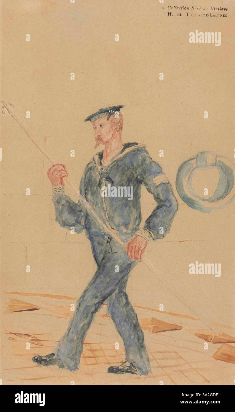 This work by Toulouse-Lautrec captures another sailor, reinforcing the ...