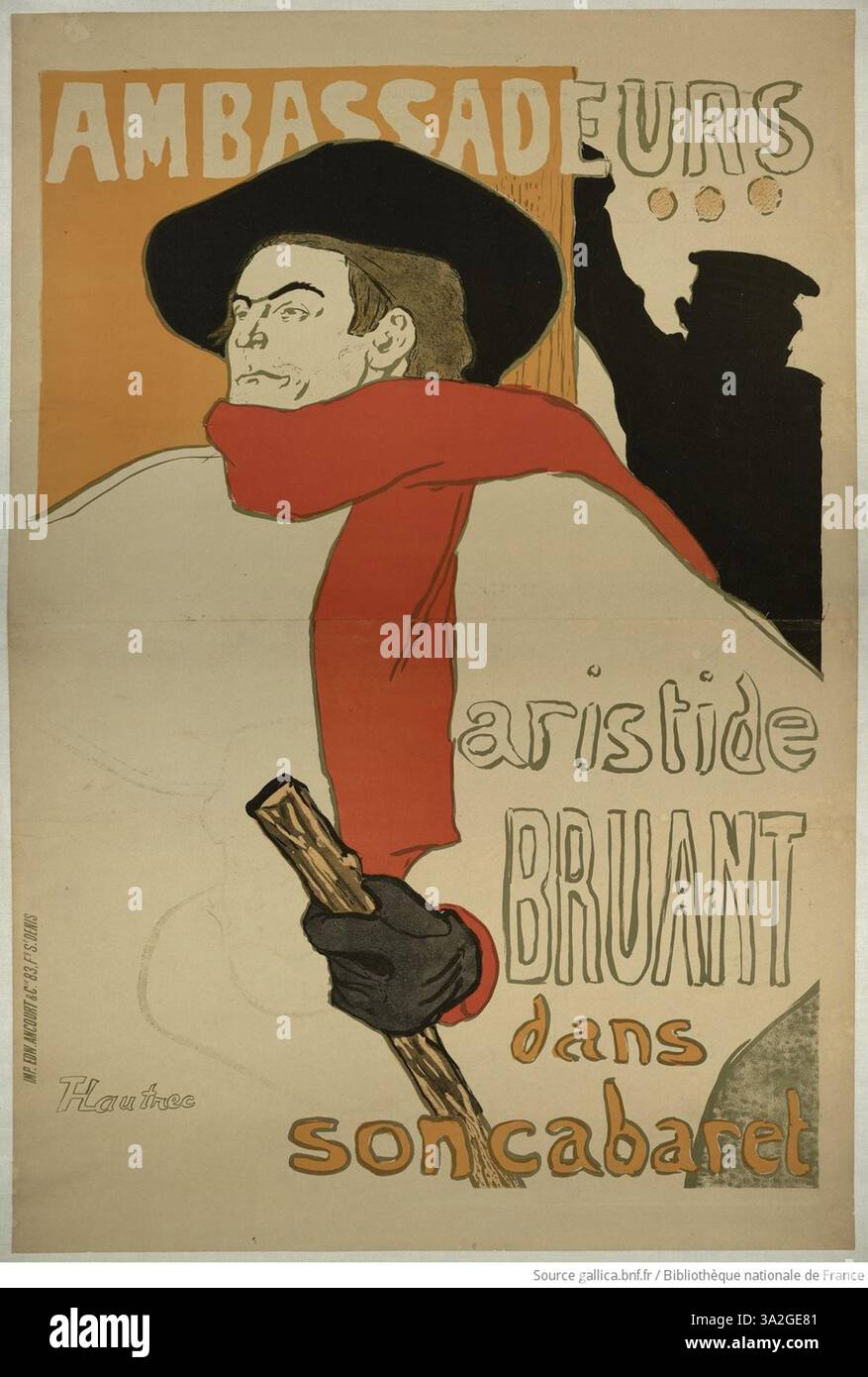 In this vibrant poster, Toulouse-Lautrec captures Aristide Bruant in ...
