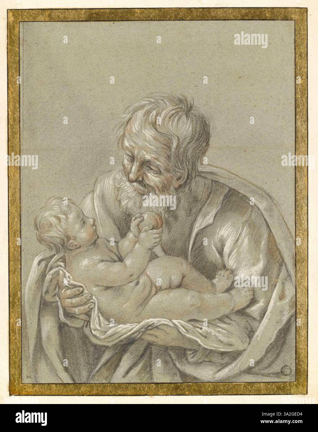 This copy of Guido Reni's 'Saint Joseph Holding the Infant Jesus' shows ...