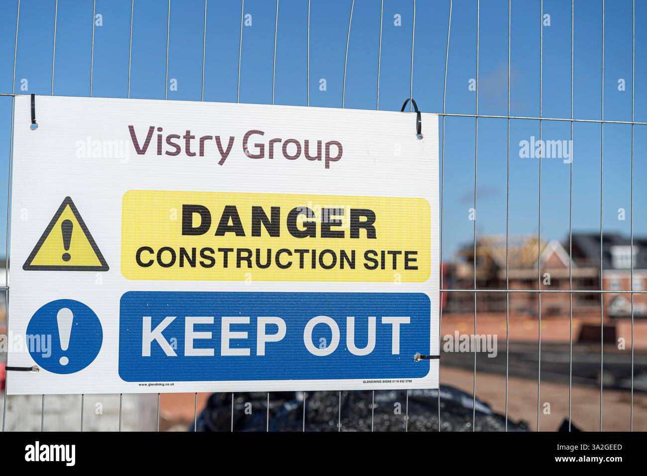 Vistry Group sign on a building site fence explaining that this is a ...