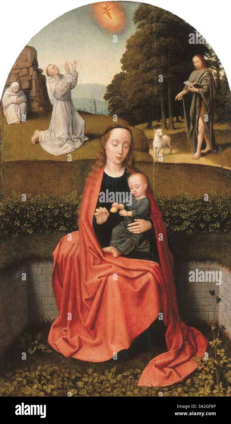 In this painting, the Virgin Mary and the Child Jesus are shown ...