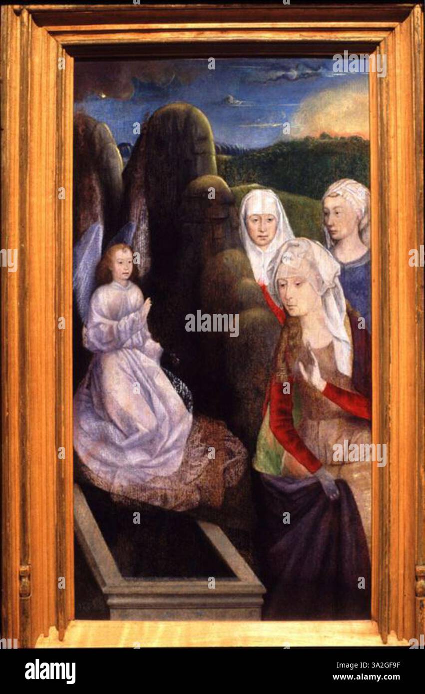 This 15th-century painting by Hans Memling depicts three women visiting ...