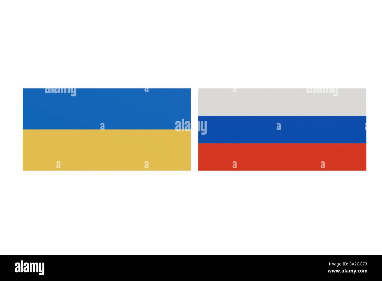 3D model of the flag of Ukraine and Russia on a white background, flag ...