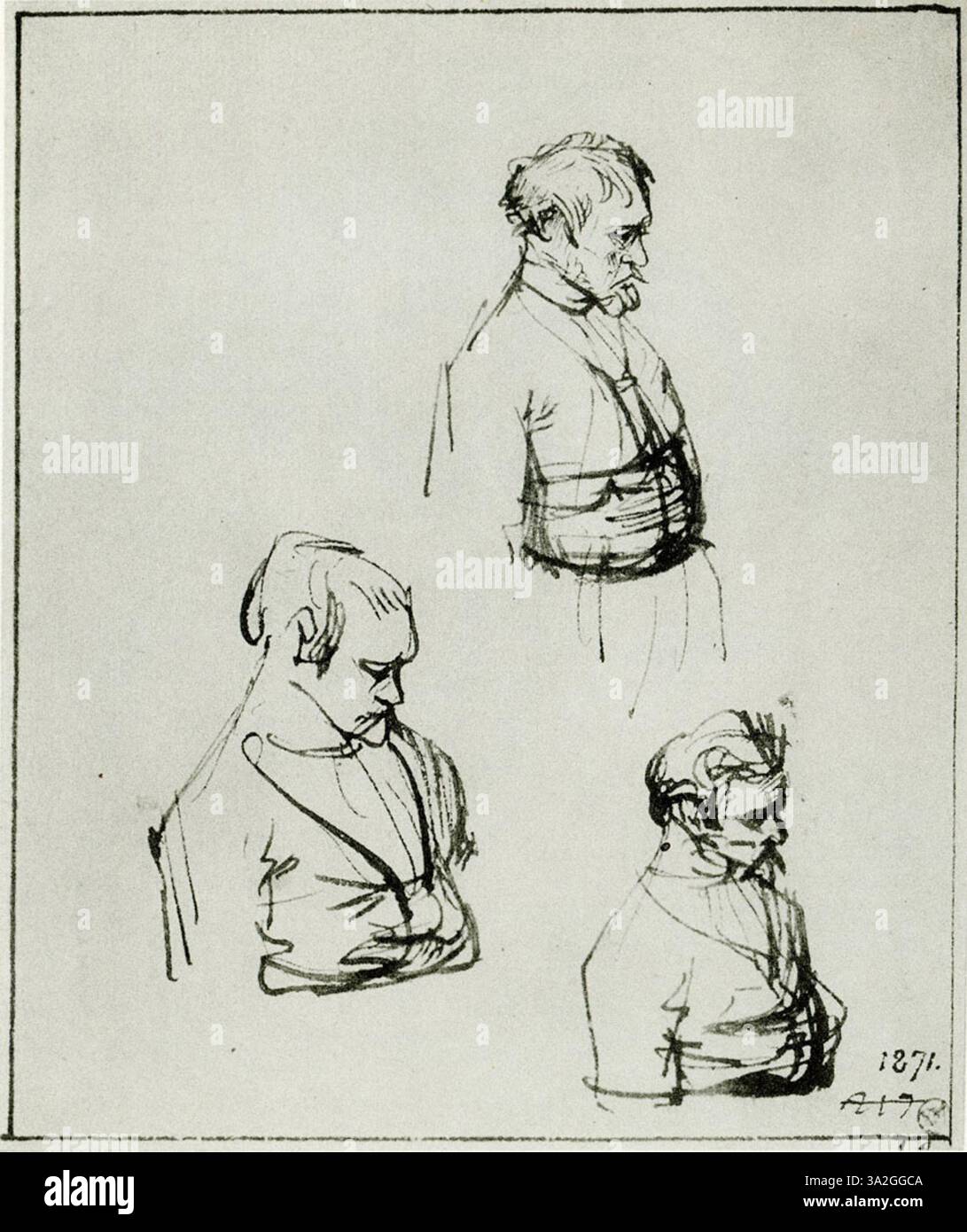 This artwork by Rembrandt, dating back to the 17th century, is a study ...