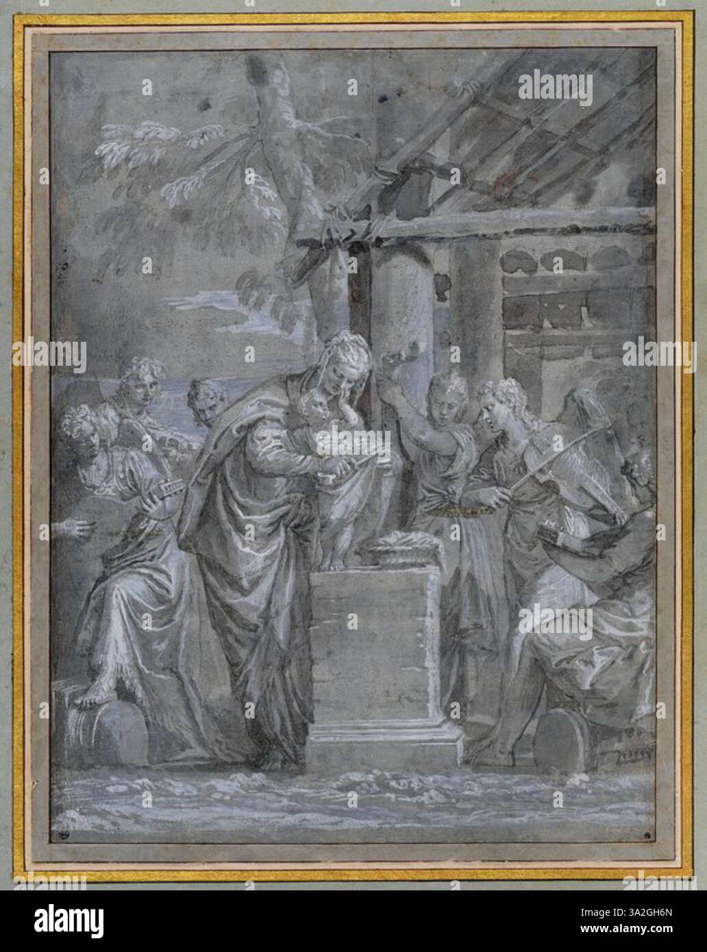 This depiction of the Virgin Mary and Child is accompanied by six ...