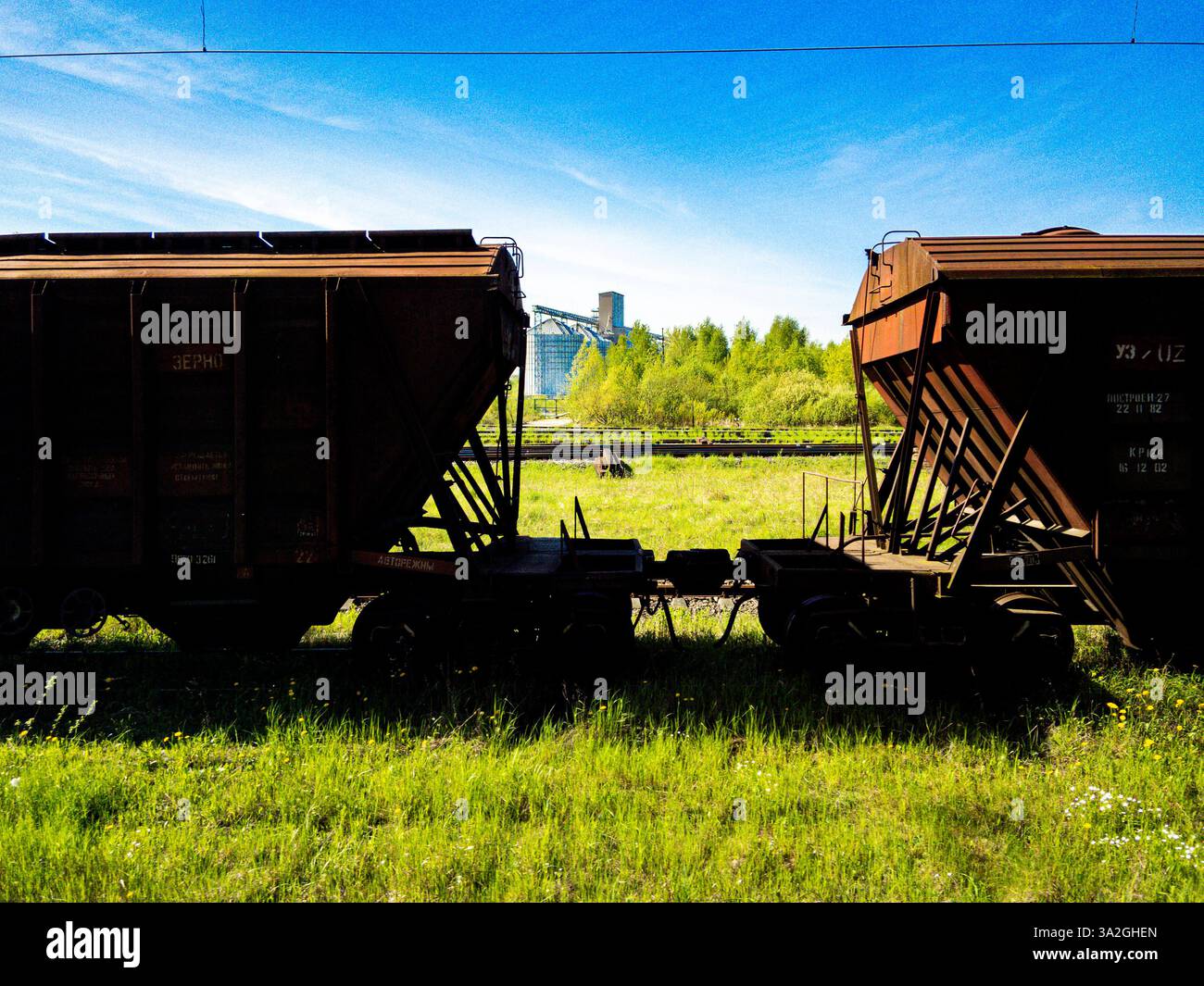 Transport of Goods & Wares Ukraine. Railroad Cargo Wagons, idle and ...