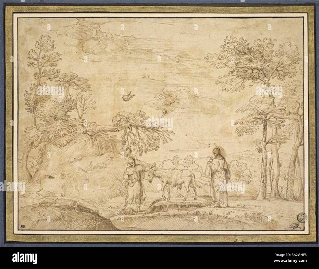 This drawing by Annibale Carracci depicts the Holy Family fleeing to ...