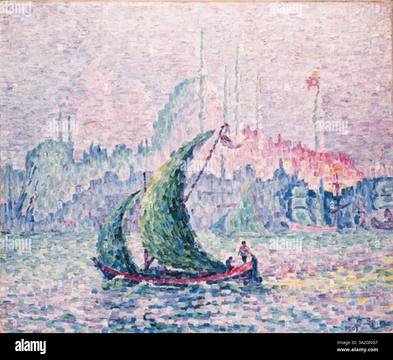 Paul Signac’s painting 450 depicts a tranquil coastal scene, using ...