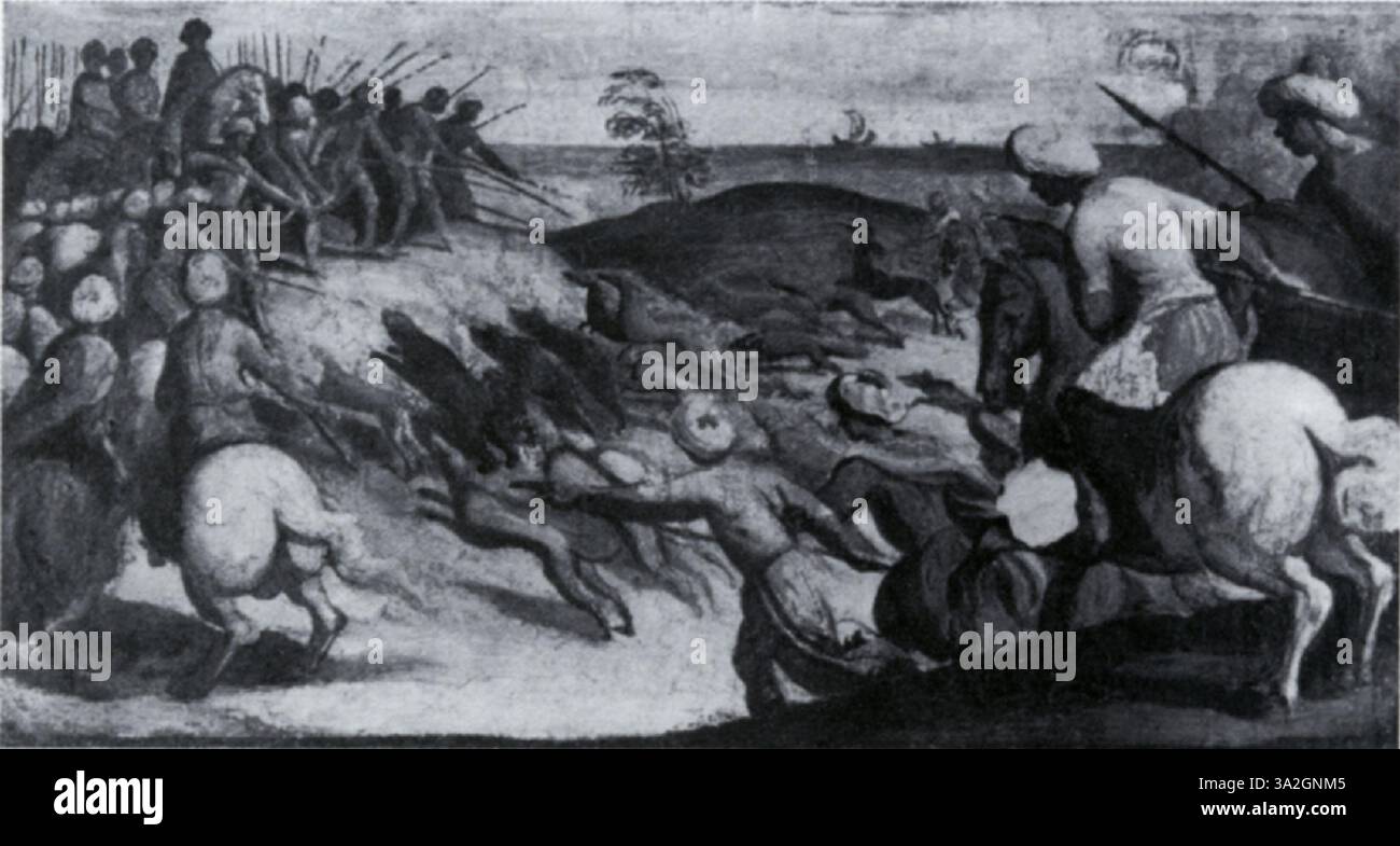 'Battuta di caccia' by the workshop of Guercino illustrates a hunting ...