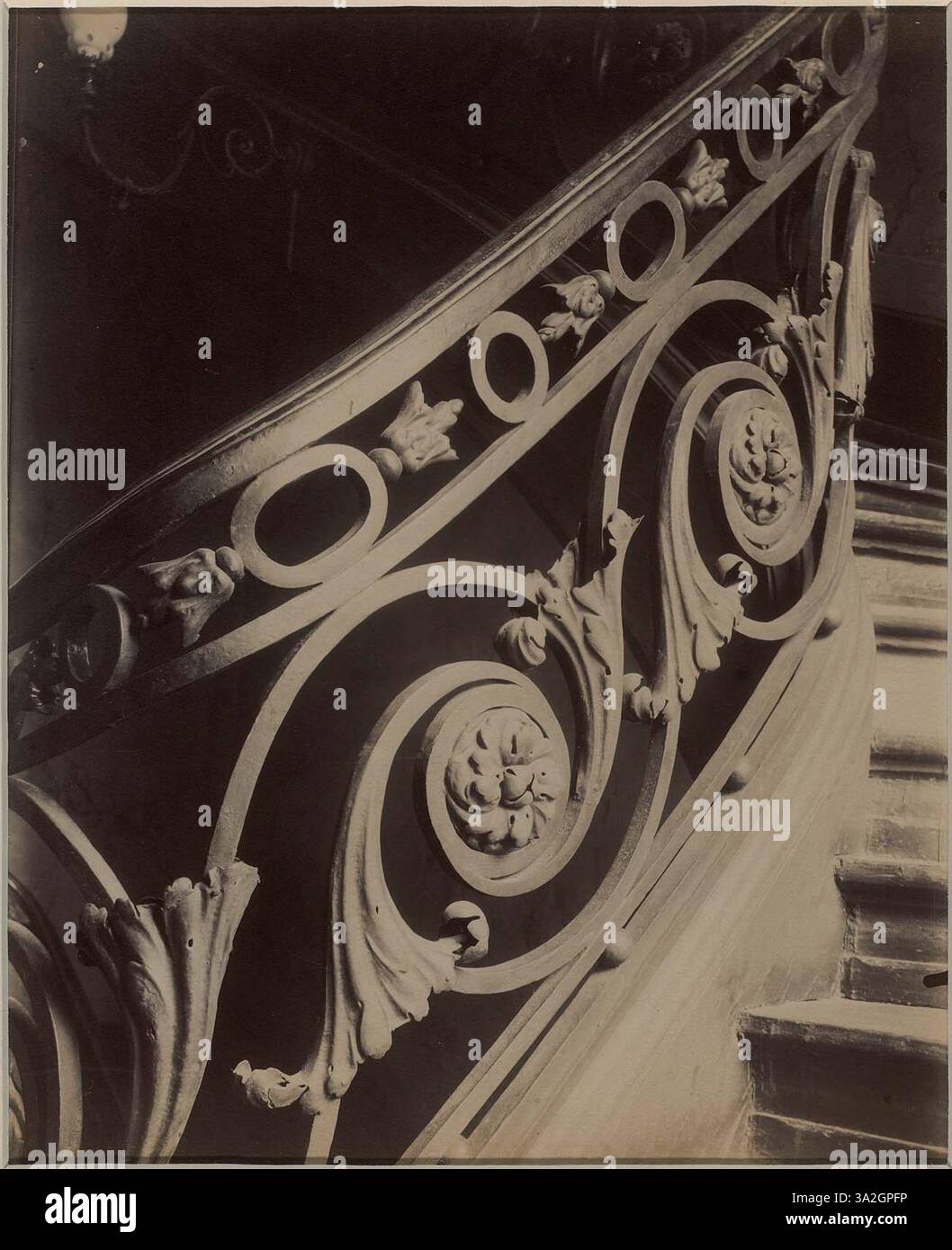 This photograph by Eugène Atget captures the grand staircase of the ...