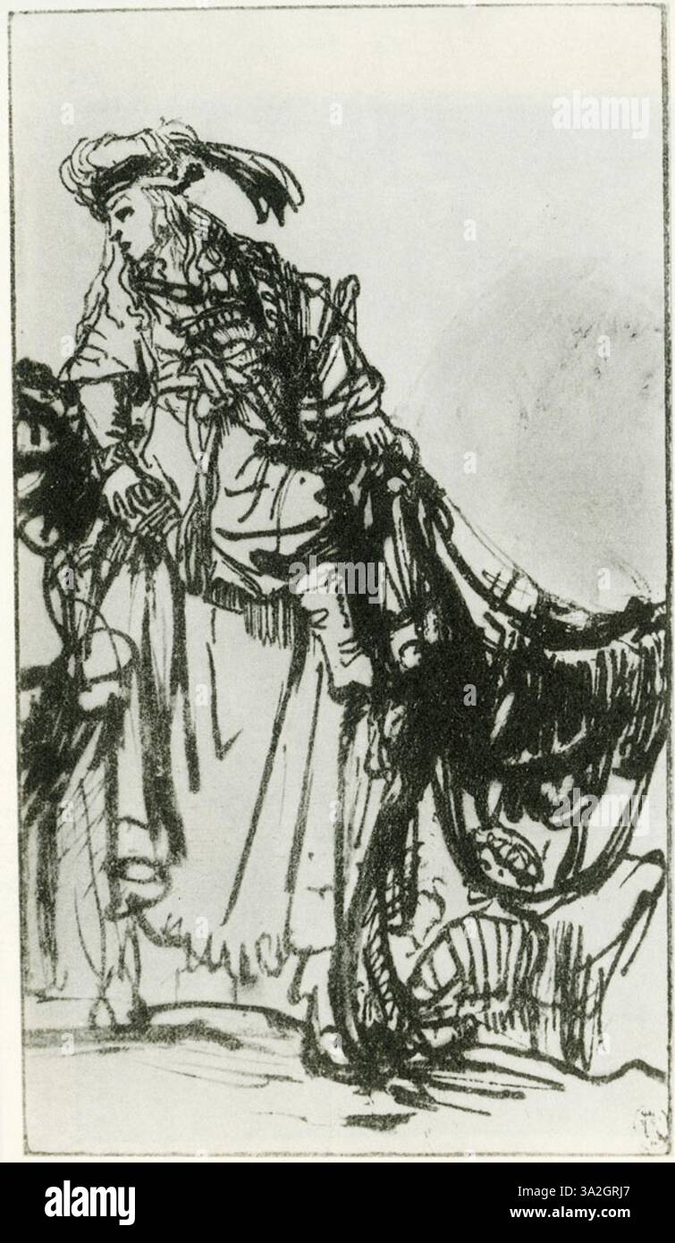 This artwork by Rembrandt, dated to the 1600s, demonstrates his mastery ...