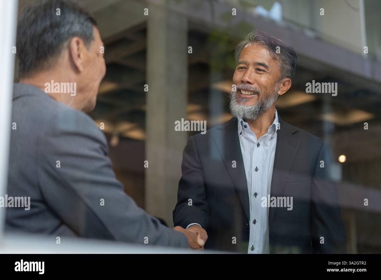 Professional Interaction and Networking. Two senior professionals ...