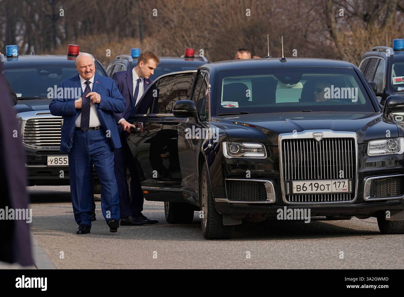 Belarusian President Alexander Lukashenko arrives to the Grand Kremlin Palace for a meeting with ...