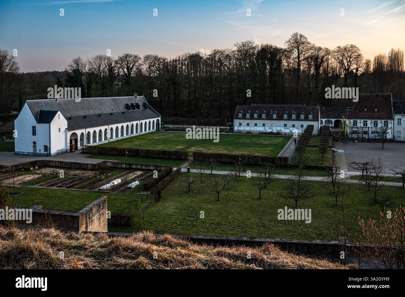 The Rood Klooster or Rouge Cloitre site at dusk in Auderghem, Brussels ...