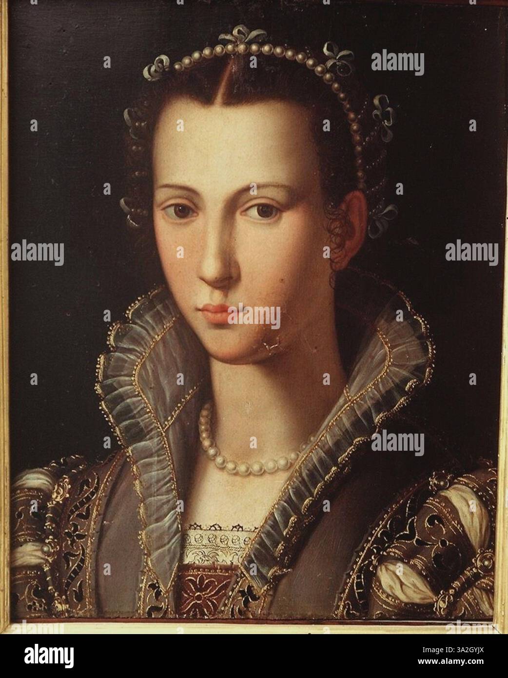 This portrait from Bronzino’s school depicts a woman in formal ...
