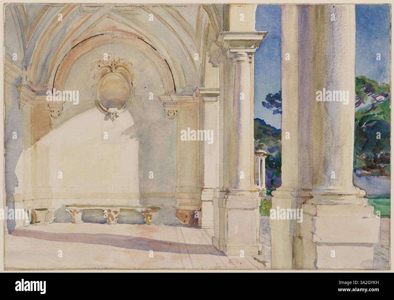 This watercolor painting by John Singer Sargent depicts the Villa ...