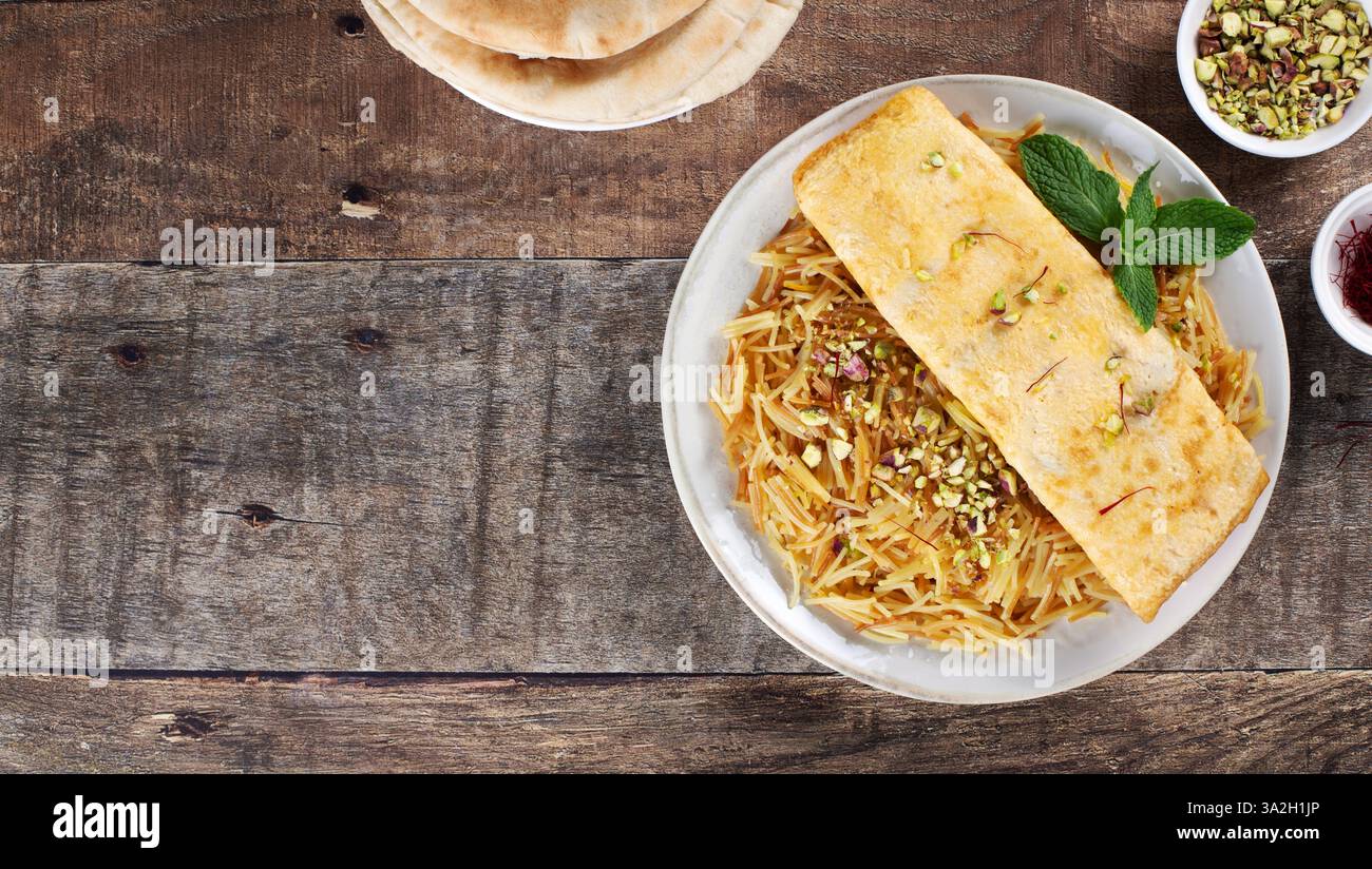 Balaleet - traditional Arabic breakfast. Sweet vermicelli with saffron ...