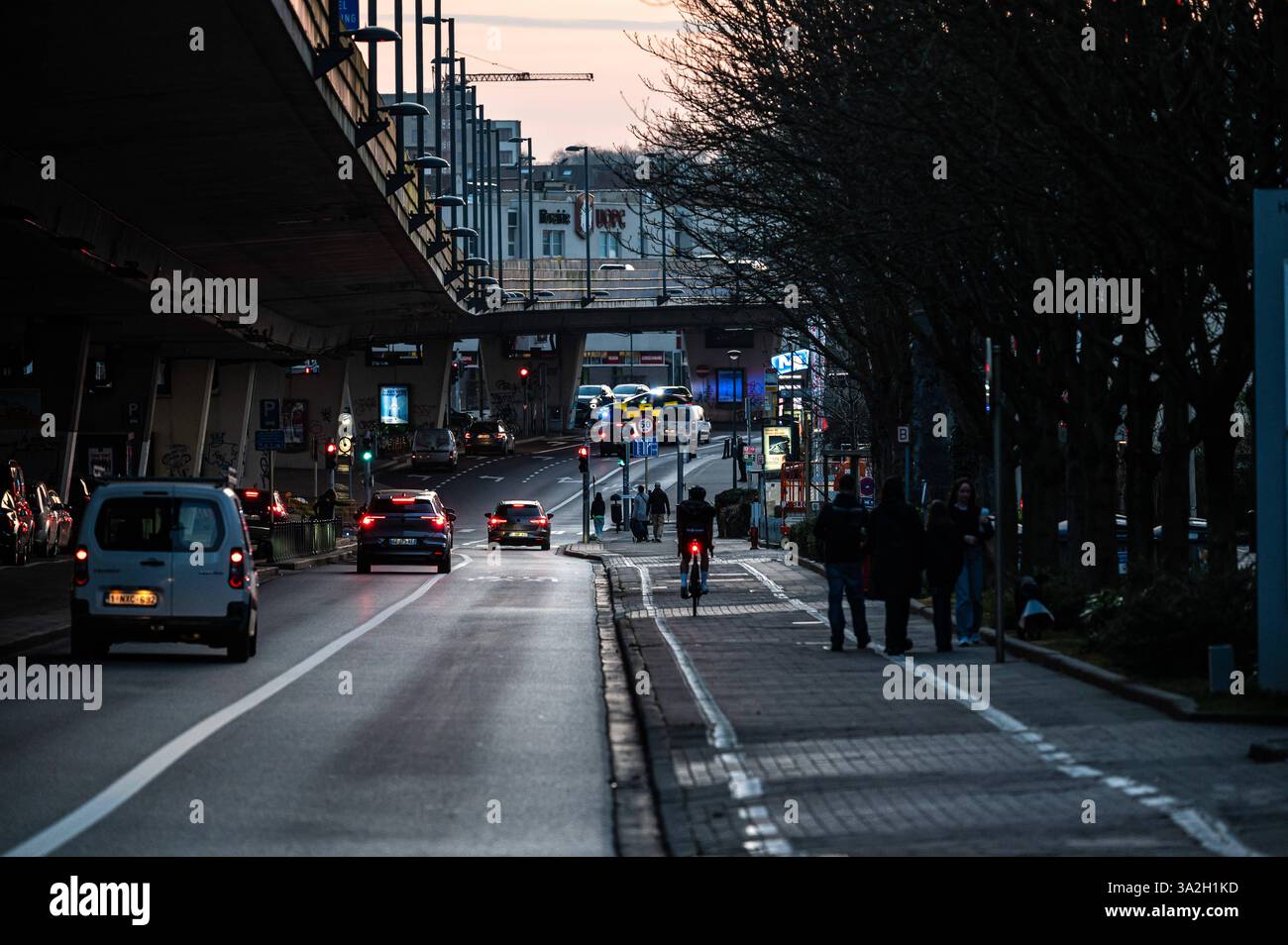 Cars at the viaduct and crossing of the Hermann Debroux Avenue in ...