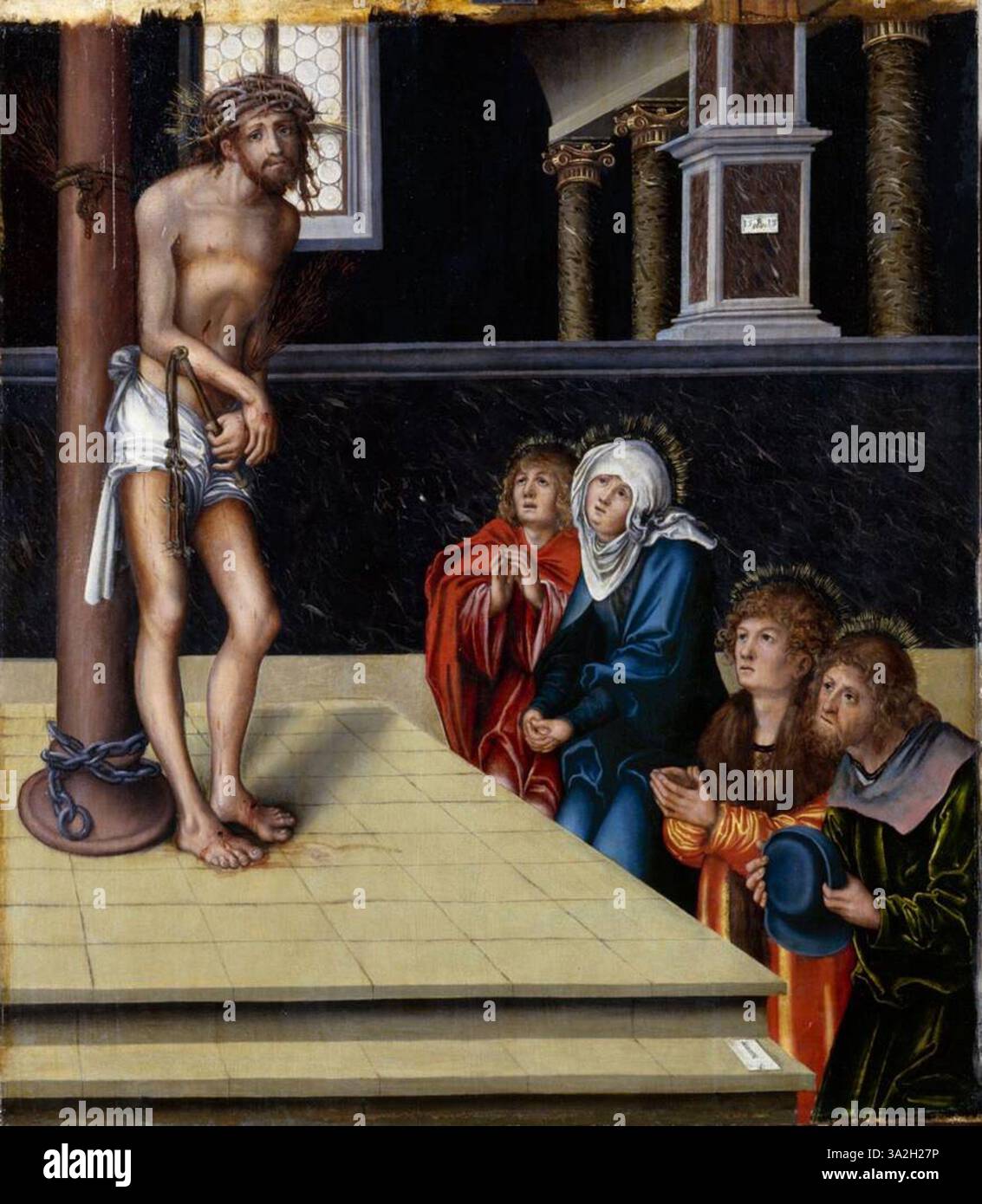 Lucas Cranach the Elder’s 'Christ as the Man of Sorrows', painted around 1515, depicts Christ ...