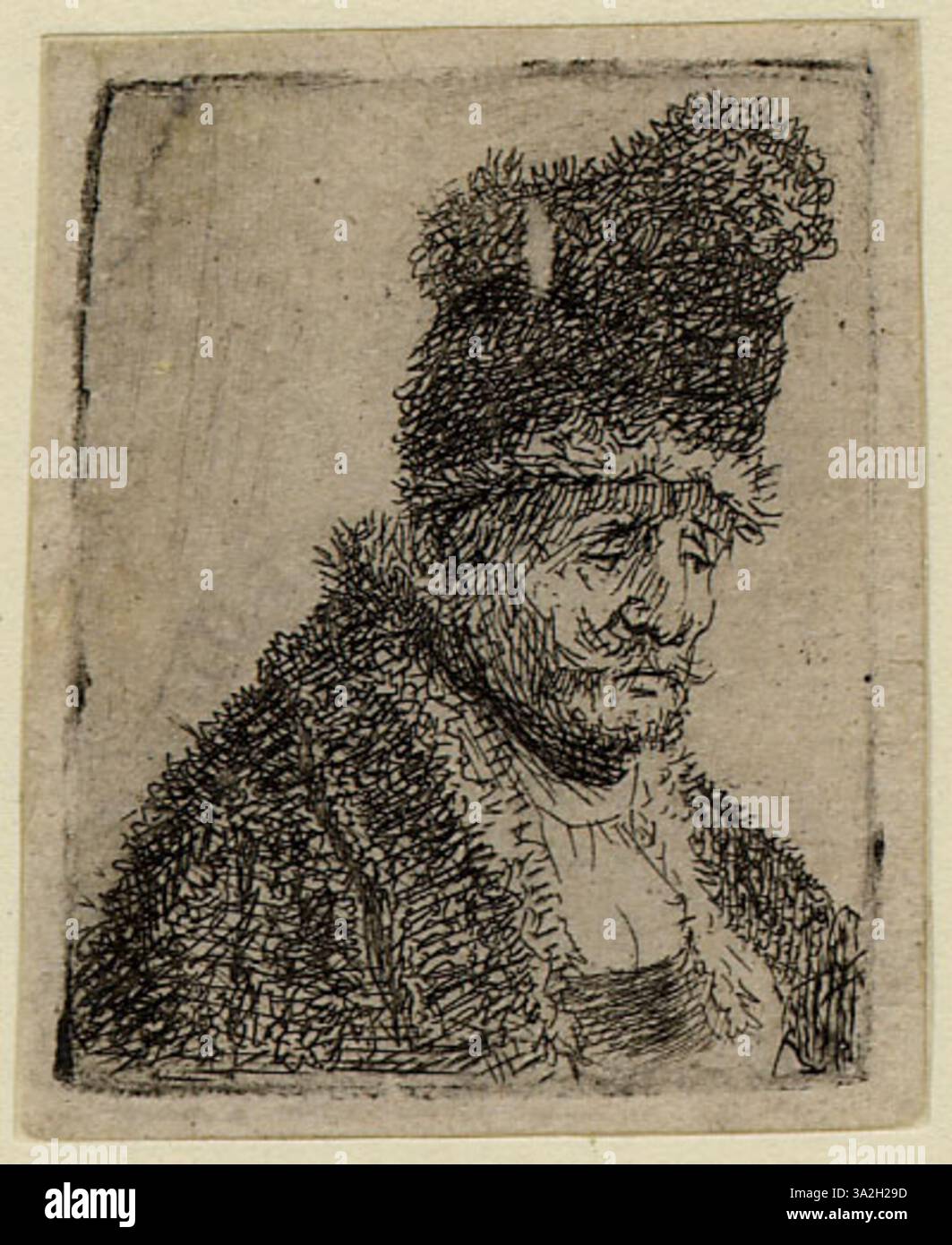 This etching, attributed to the School of Rembrandt, displays his ...