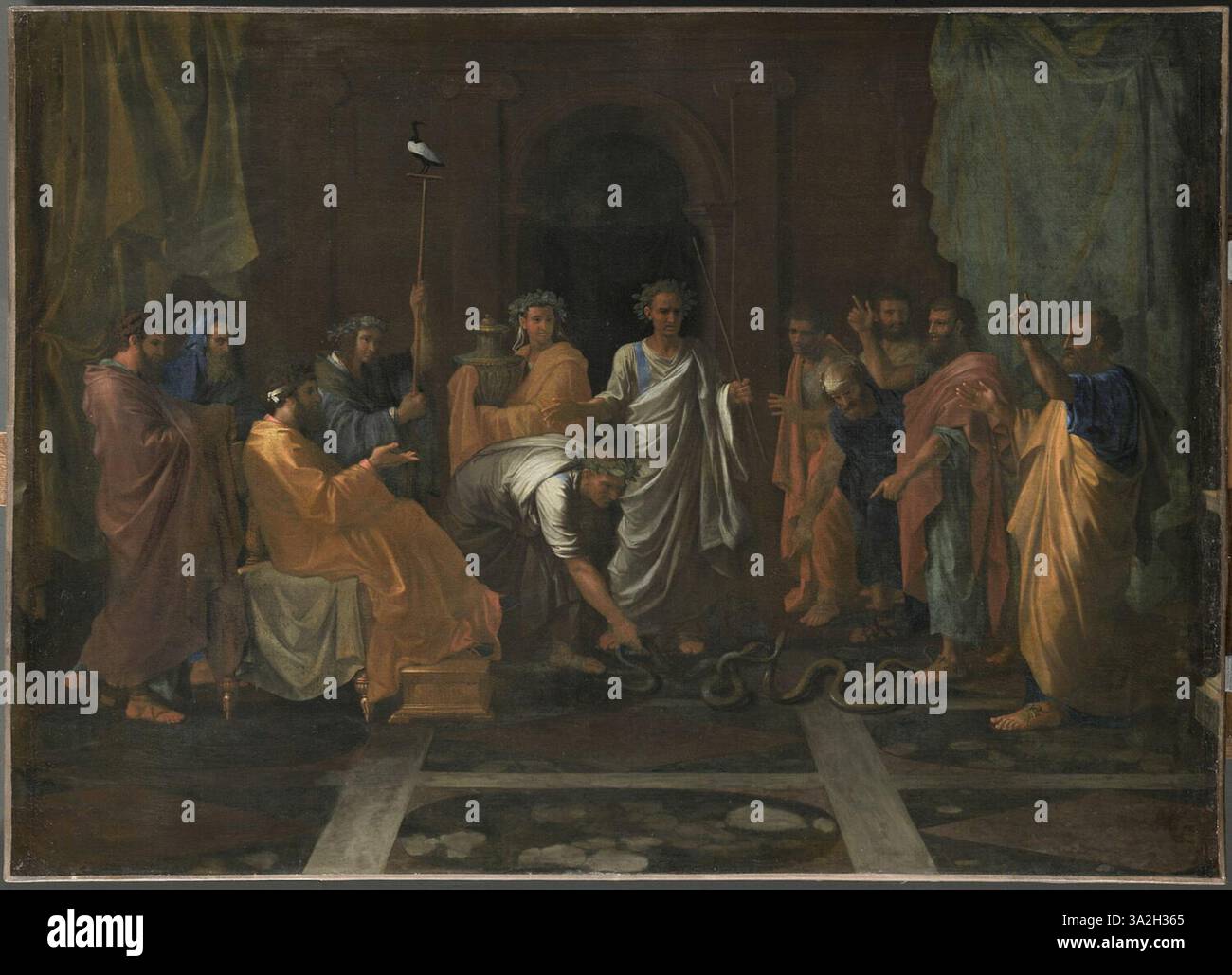 This painting illustrates the biblical moment when Moses turns Aaron’s ...