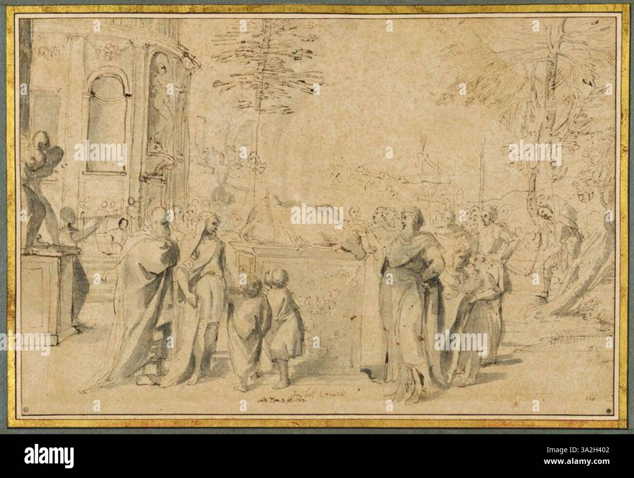 Agostino Carracci's drawing illustrates the mythological scene of ...