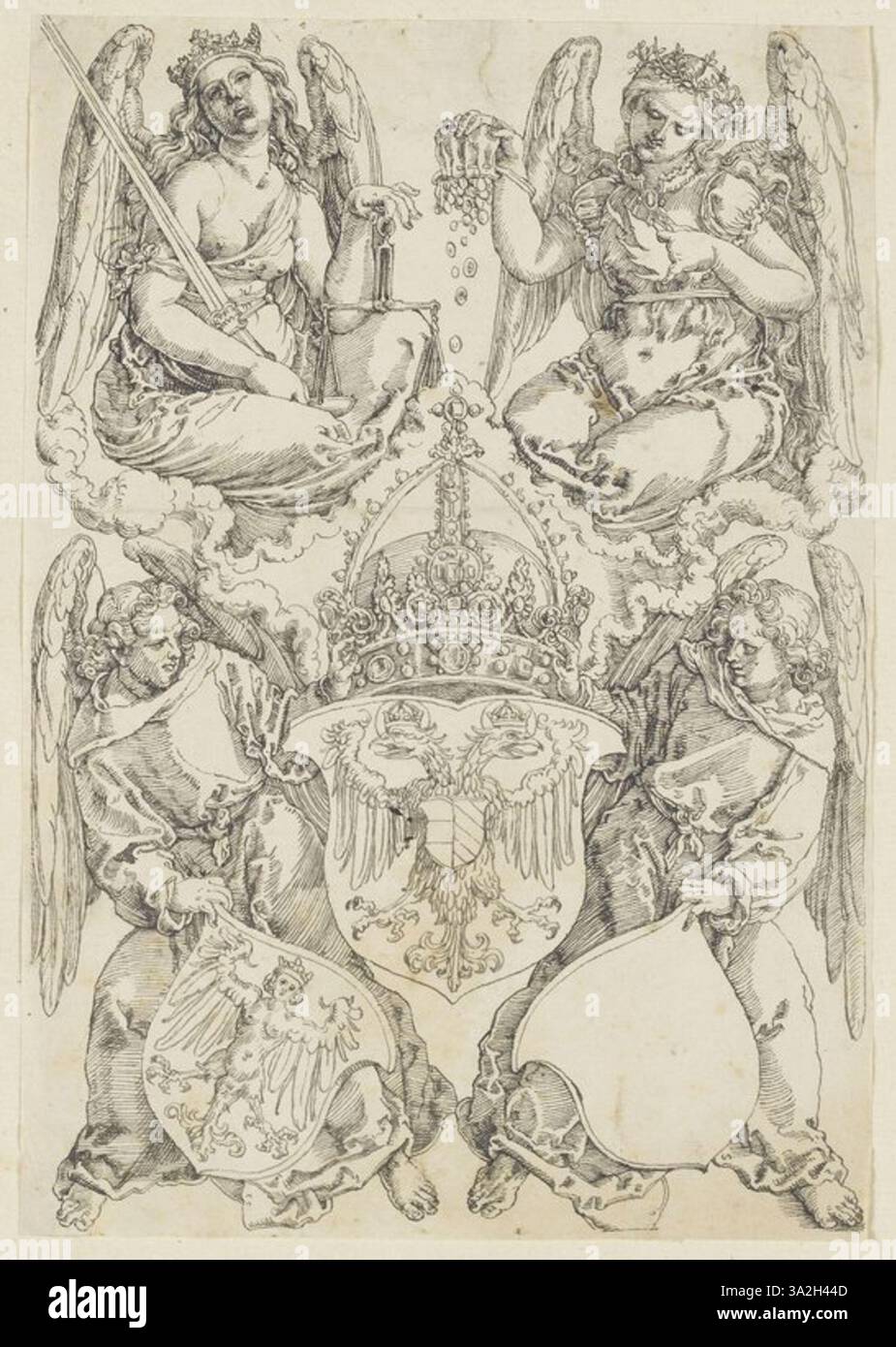 This drawing by Dürer is a copy of the coat of arms of the city of ...