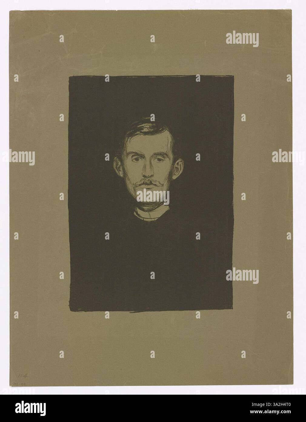 In this self-portrait, Edvard Munch focuses on his face, rendered with ...