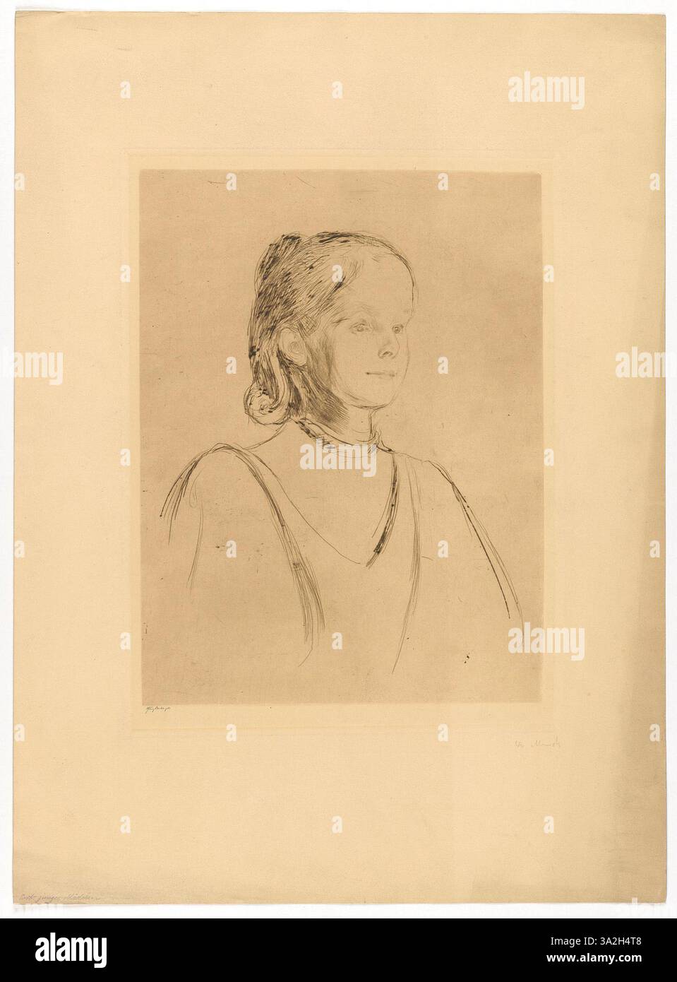 This portrait depicts Ingeborg Heiberg, a subject of Edvard Munch’s art ...