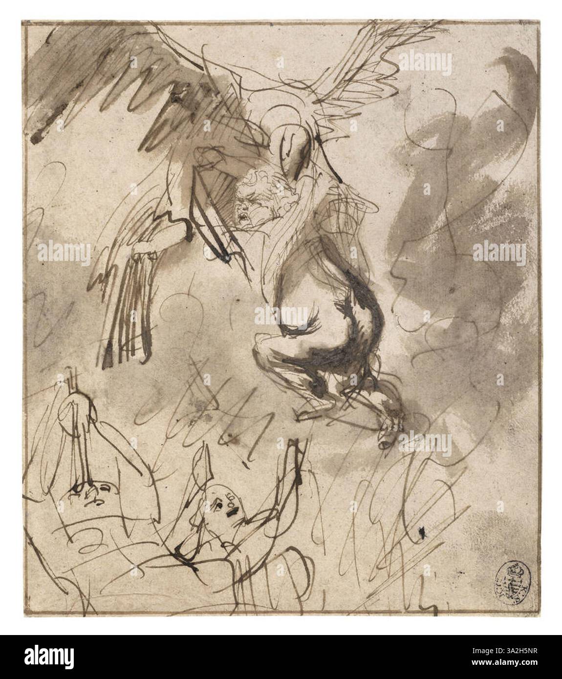 This artwork by Rembrandt shows the mythological abduction of Ganymede ...