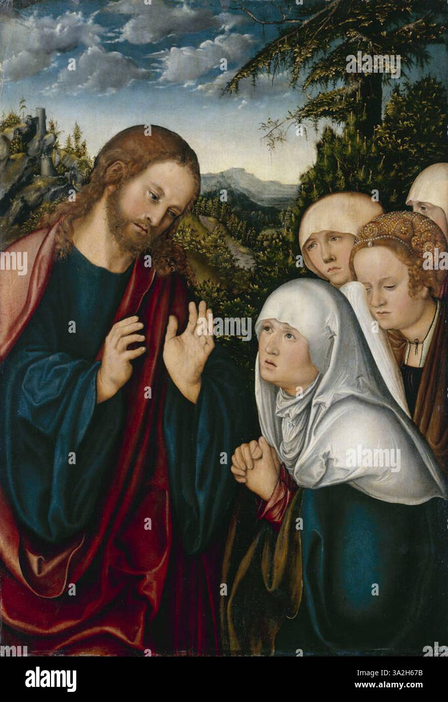 This painting by Lucas Cranach the Elder shows Christ bidding farewell to his mother Mary. The ...