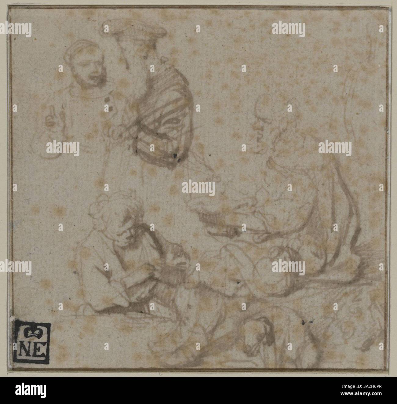 This piece from Rembrandt's school features various studies of ...